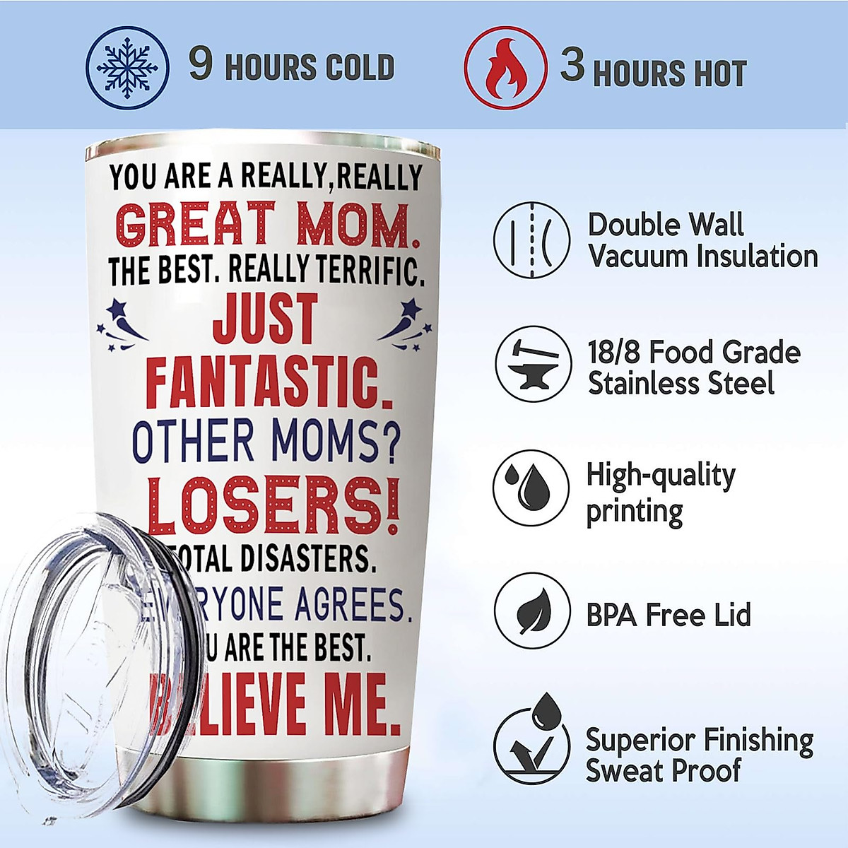 CordoCuti Gifts for Mom from Daughter, Son, Kids - Christmas Gifts for Mom - Mom Birthday Gifts, Birthday Gifts for Mom - Christmas Gifts For Mom From Daughter, Son - Mom Tumbler 20Oz White