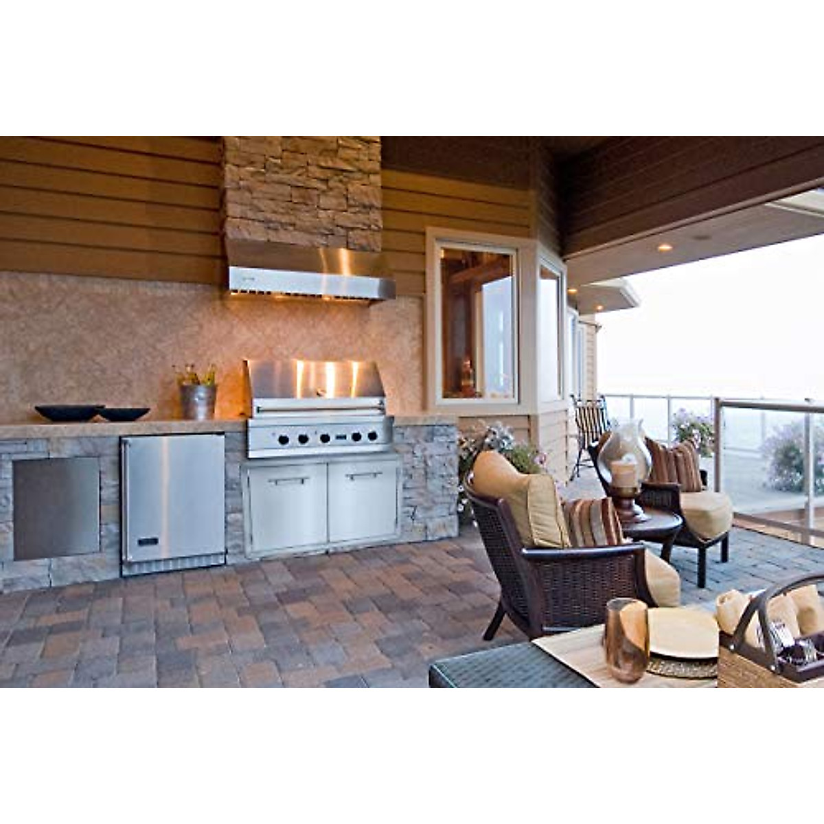 AdirHome 33" Stainless Steel Grill Double Access Double-Face Door With Towel Holder - Easy Install Heavy Duty Stainless Steel Rust Resistant Access Door with Chromium Plated Handle (Horizontal Handle)