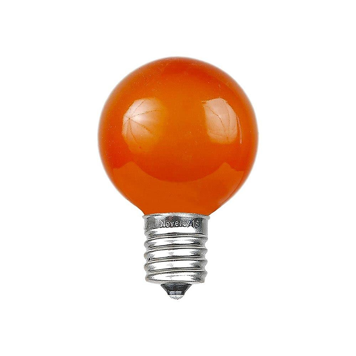 Novelty Lights Incandescent G30 Globe Replacement Bulbs - Outdoor Individual Bulbs for Events, Holiday Parties, Patios, and More - C7/E12 Candelabra Base, 5 Watt Lights (Orange, 25 Pack)