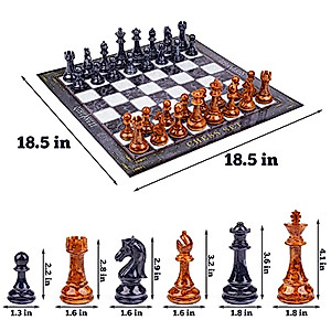 18.5" Large Chess Set for Adults Kids with Zinc Alloy Heavy Chess Pieces Portable Folding Chess Board Travel Chess Set Board Game Gift – Staunton Chess Pieces
