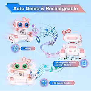 Robot Toy, Robot Toy for Kids, Remote Control Robot with Colorful LED Eyes & Music, Rechargeable RC Robots for Kids, Smart Talk Robot Toy for Children 3, 4, 5, 6, 7, 8 Years Boys & Girls Birthday Gift