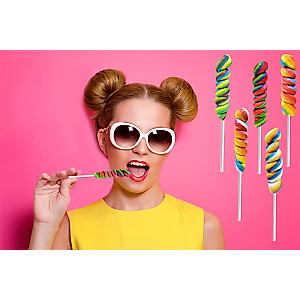 The Dreidel Company Rainbow Twist Lollipop, Mixed Fruit Flavor, Individually Wrapped, 3" Inch Sucker (12-Pack)