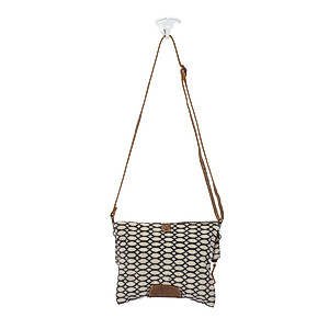 Myra Bag Foldover Cowhide & Upcycled Canvas Crossbody Bag S-1154, Brown, One Size