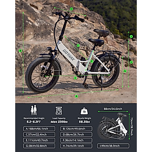Gotrax F2 20" Folding Electric Bike with 55 Miles (Pedal-assist1) by 48V Battery, 20Mph Power by 500W, LCD Display and 5 Pedal-Assist Levels, 7-Speed&Front Shock Absorber for Off-Road Bicycle White