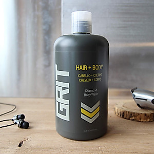 GREAT CLIPS GRIT Hair & Body, 16.9oz | 3-in-1 Shampoo, Conditioner & Body Wash for Men | Washes & Moisturizes Hair & Skin