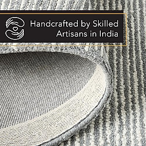 TOWN & COUNTRY LUXE Rita Ribbed Textured Hand Tufted 100% Wool Area Rug, Grey/Blue/Ivory, 8"x10"