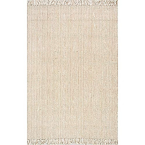 nuLOOM Wavy Chevron Jute Area Rug, 5 ft x 8 ft, Natural