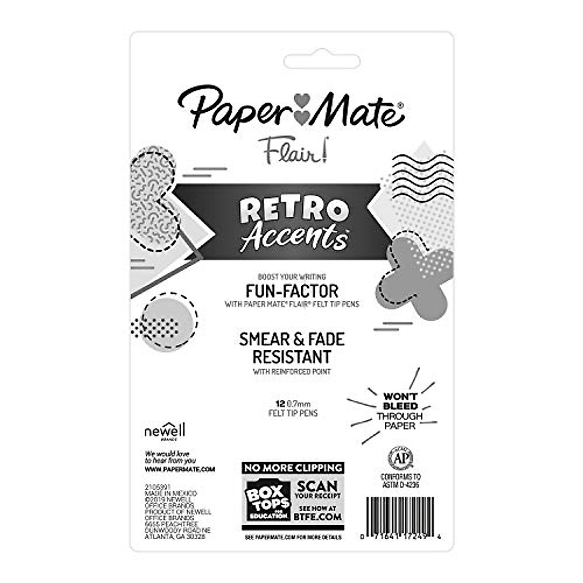 Paper Mate Flair Felt Tip Pens, Medium Point (0.7mm), Assorted, Special Edition Retro Accents, 12 Count