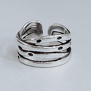 925 Sterling Silver Adjustable Layered Chain Ring, Party Rings For Women