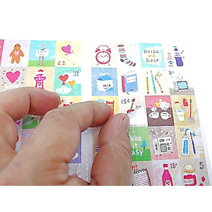 ALIMITOPIA Adhesive Sticker,12 Sheets(240pcs) Stamp Shape DIY Decorative Paper Paster Ornament Mark