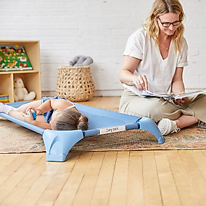 ECR4Kids Stackable Cozy Cot with Storage, Classroom Furniture, Powder Blue, 6-Pack