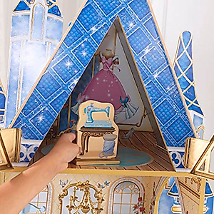 KidKraft Disney® Princess Cinderella Royal Dream Wooden Castle Dollhouse, Over 4 Feet Tall with 12 Pieces, Blue, Gift for Ages 3+