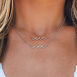 Pura Vida Silver Delicate Wave Necklace, Rhodium Plating - Brass Base, 18 Inches