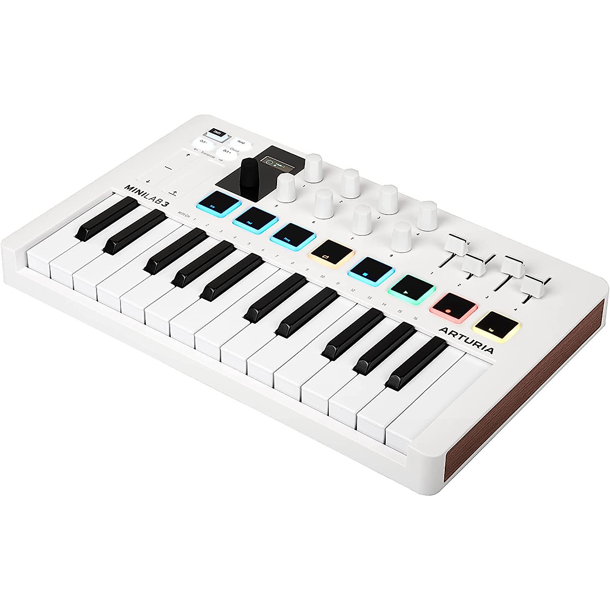 Arturia MiniLab 3 MIDI Keyboard Controller Bundle with Deluxe Sustain Pedal, USB Cable & Liquid Audio Polishing Cloth - 25 Key MIDI Keyboard for Recording Studio Equipment, Software Included (WHITE)
