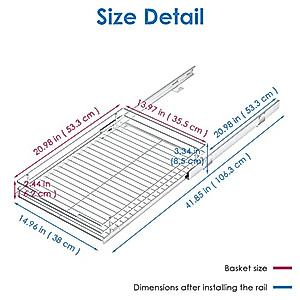 G-TING Pull Out Cabinet Organizer, Heavy Duty Slide Out Pantry Shelves Sliding Drawer Storage for Home, Kitchen, Bathroom, 13.97" W x 20.98" D, Request at Least 15 inch Cabinet Opening(2 Pack, Silver)