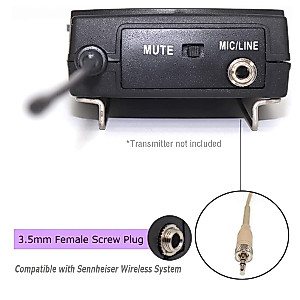 XGWTH Headset Microphone Single Ear Earset Headworn Over Ear Hanging Condenser Omnidirectional Mic Compatible with Sennheiser Wireless System Bodypack Transmitter 1.2m Cable 3.5mm Female Screw Plug