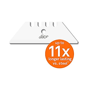 Slice 10524 Ceramic Utility Blades (Rounded-Tip), Finger-Friendly, Safe to Touch, Strong, Durable, Last 11 Times Longer Than Metal, Multiple Tool Compatibility (2 Blades)
