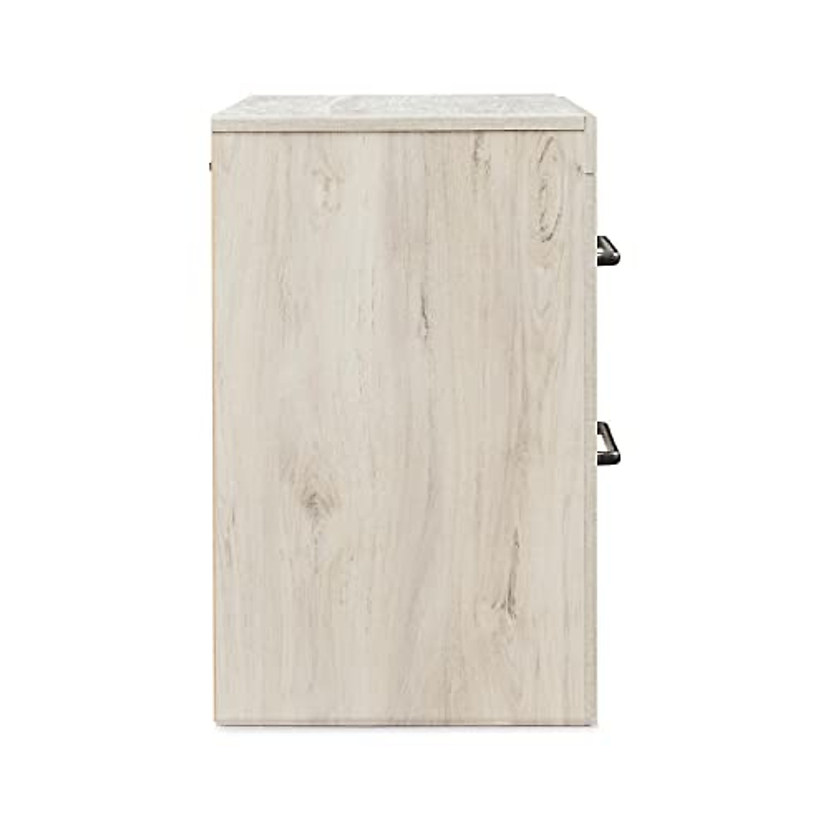 Signature Design by Ashley Cambeck Farmhouse Industrial 2 Drawer Two Drawer Nightstand with 2 Slim-Profile USB Charging Stations, Whitewash
