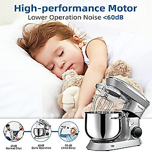 9.5 Qt Stand Mixer, 10-Speed Tilt-Head Food Mixer, Vezzio 660W Kitchen Electric Mixer with Stainless Steel Bowl, Dishwasher-Safe Attachments for Most Home Cooks (Silver)