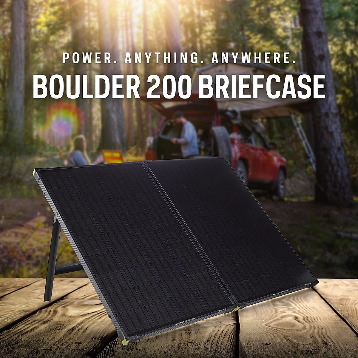 Goal Zero Boulder 200 Solar-Panel Briefcase Charging Kit, 12-Volt Battery Charger, Portable Solar-Panel Kit with 20-Amp Charge Controller, Two 100-Watt Solar Panels, and Customizable Connections
