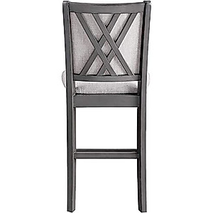 New Classic Furniture Amy Kitchen Counter Island Dining Table for 4 with Storage Shelf & USB Chargers, Contemporary Gray