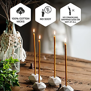 Danilovo Pure Beeswax Candles - No-Drip, Smoke-Less, Tall, Thin Taper Candles – Decorative Candles for Church Prayer, Decor or Birthday Candles – Honey Scented Candles – 7.3”x0.24” (Yellow, 50pcs)