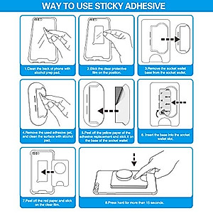 Sticky Adhesive Replacement for Socket Wallet+ Base, pop-tech 6pcs 3M VHB Strong Sticker Pads for Cell Phone Wallet Plus Case Back Stand, Double Sided Tape for iPhone 13 14, Samsung & All Smartphone