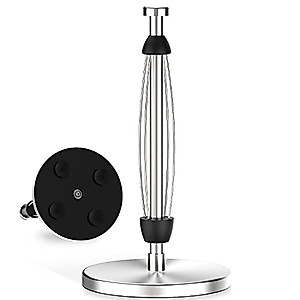 VEHHE Paper Towel Holder Countertop, Perfect Tear Paper Towel Stand with Suction Cups for Easy One-Handed Operation Made of Stainless Steel for Bathroom Kitchen |Silver