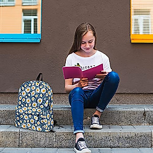 Gsobvpe Backpack for Boys & Girls, Lightweight 17 Inch Bookbag with Bottle Side Pockets for Picnic, Camping (BP-blue daisy)