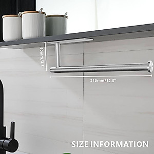 Paper Towel Holder - Eolax Under Cabinet Paper Towel Bar for Kitchen, Wall Mount Self Adhesive or Drilling Paper Towel Rack, 304 Stainless Steel (Brushed Nickel)