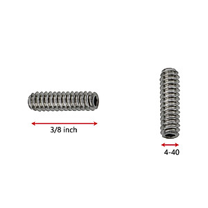 LUORNG 25pcs 4-40 x 3/8" Allen Head Hex Hexagon Socket Set Screws Stainless Steel Cup Point Grub Screw Set Bolt with 1 Piece Hex Key Wrench