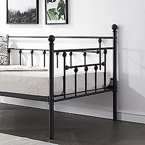 VECELO Twin Size Daybed Frame Metal Steel Slat Support/Strong Legs Headboard/Mattress Foundation