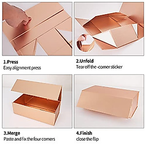 Gift Box Rose Gold with Magnetic Closure Lid 10" X 6" X 3" Gift Box for Presents,Luxury for Gift Packaging, Bridesmaid Gifts Box, Magnetic Gift Box for Gifts, Cute Box,Birthday Gift Box,Christmas Gift Box(Rose Gold)