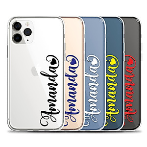 Case Charming Name with Heart Clear Phone Case for iPhone 15 Pro Max 14 Plus 13 mini 12 11 Xs Xr X 10s 10r 10 8 7 Se Custom Personalize Monogram