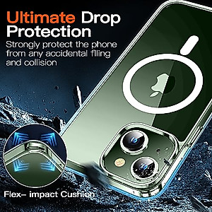 Redpepper Magnetic for iPhone 13 Mini case[Compatible with Magsafe][Tempered Screen Protector][Non-Yellowing] Slim Shockproof for iPhone 13 Mini Phone case Cover 5.4 Inch-Clear