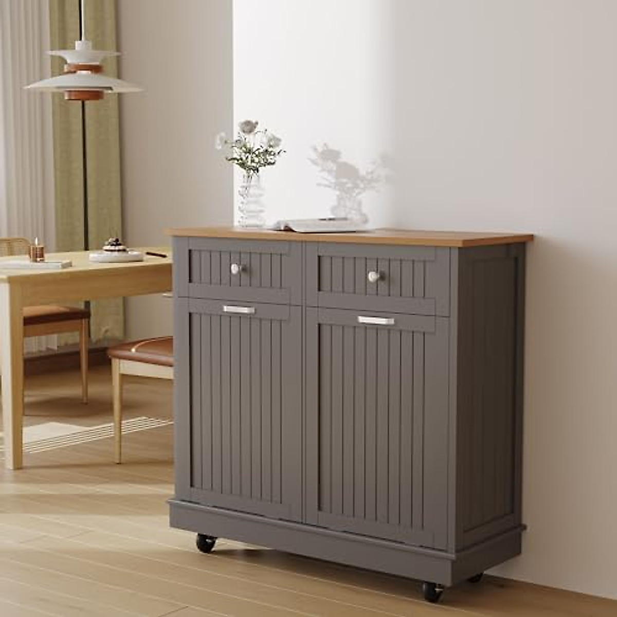 Alorksi Kitchen Island with Trash Cabinet