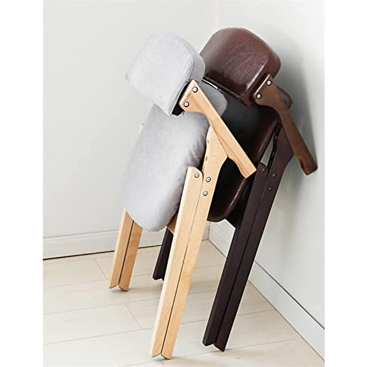 TIST Solid Wood Dining Chair Household Foldable Chair Foldable Portable Backrest Office Chair Stool Dining Chair (Color : B, Size : 29.3)