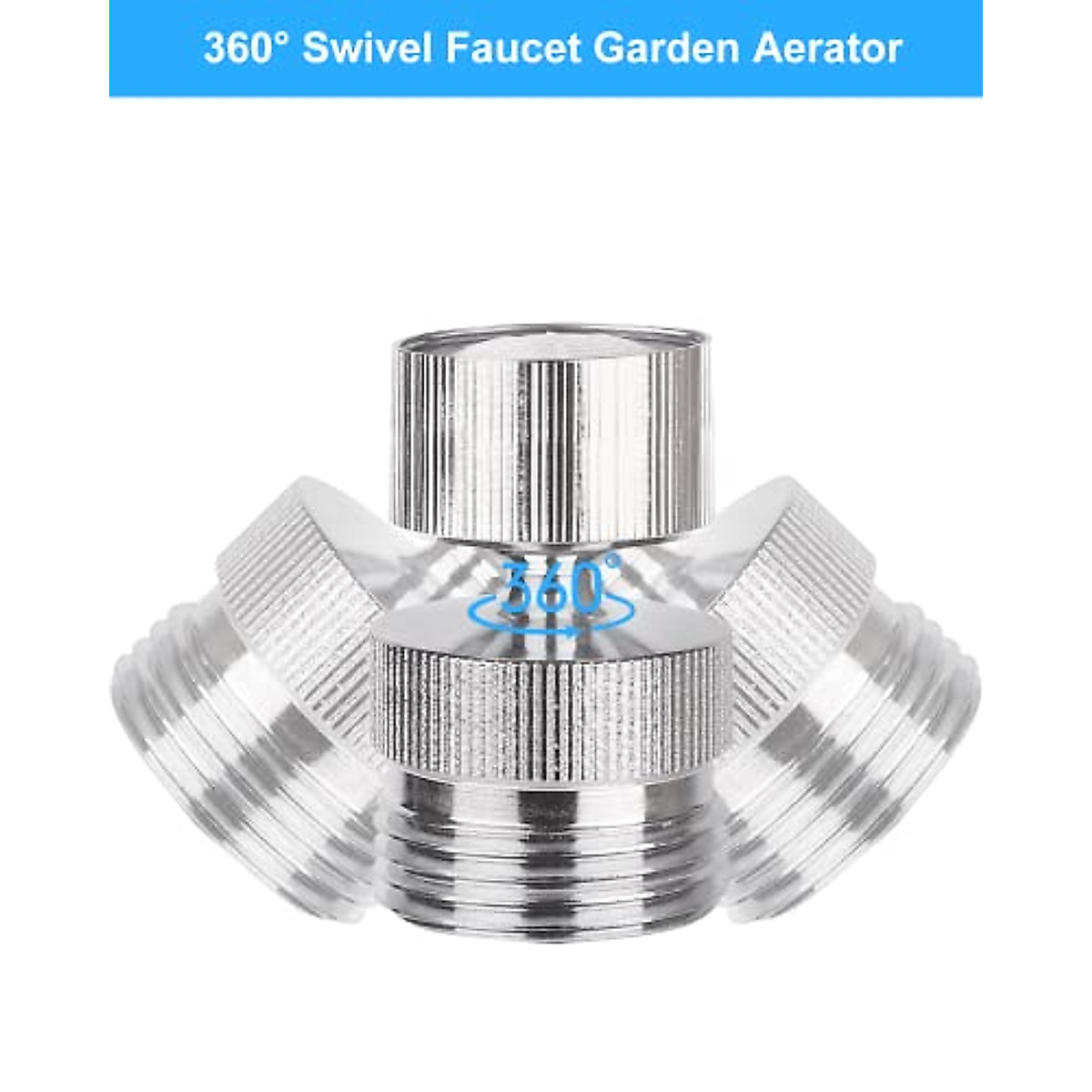 Faucet to Garden Hose Adapter Kit, 360 Degree Swivel Faucet Aerator Adapter to Garden Hose with Cache Faucet Aerator Key, Sink Garden Hose Attachment for Male to Male and Female to Male, Chrome