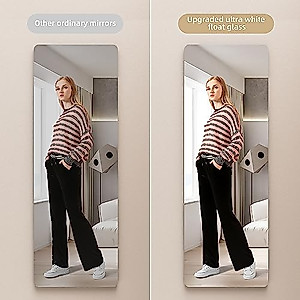 Hasipu Full Length Mirror Wall Mounted, 47"x 16" Door Mirror, Over The Door Mirror, Full Body Mirror, Hanging Mirror Round White