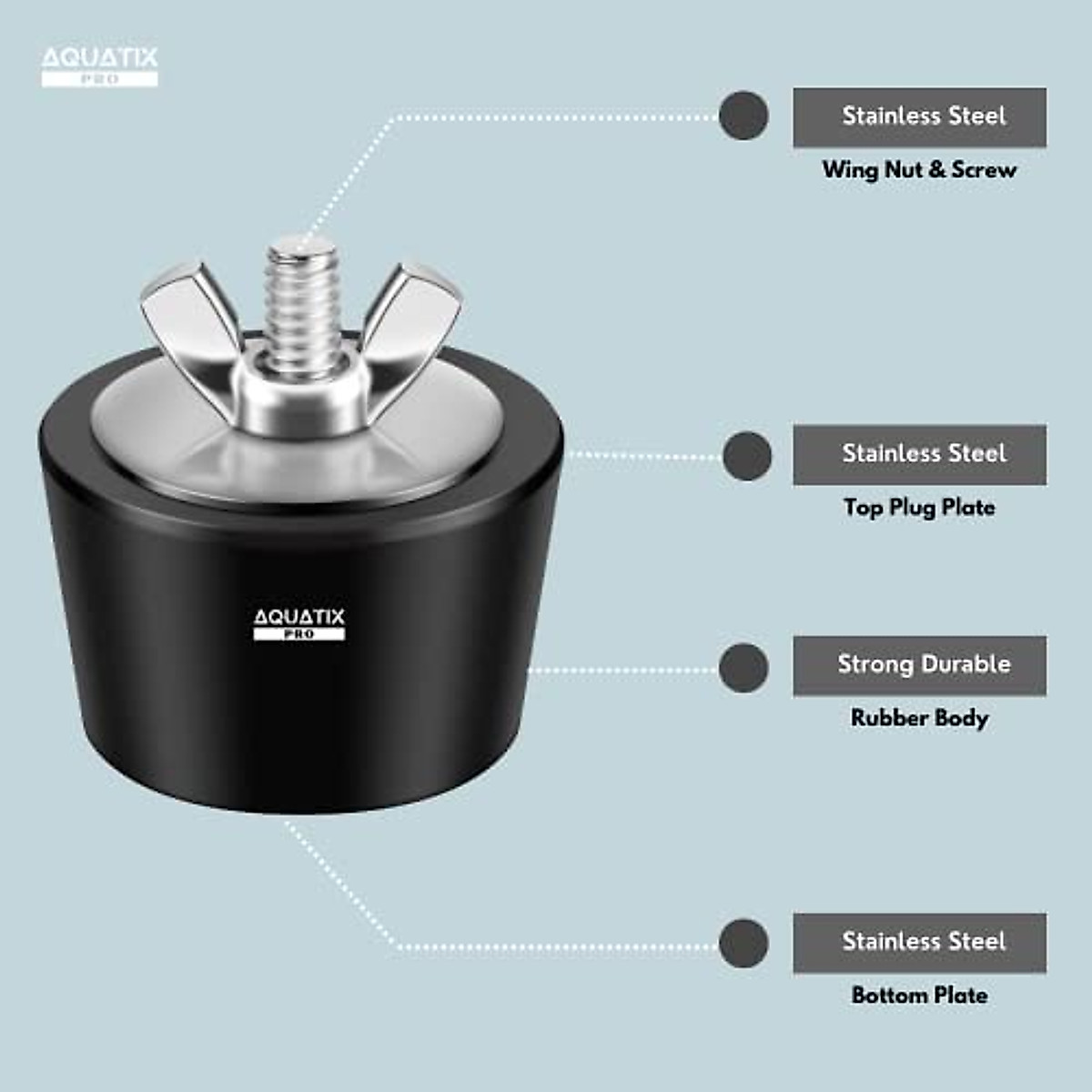 Aquatix Pro Pool Winterizing Plugs, 3 Sizes, 1nch, 1.25inch & 1.5inch, Swimming Pool Winter Expansion Plugs with SS Screw, Stainless Steel Bolts, Heavy Duty Rubber, Protect Your Equipment Today!
