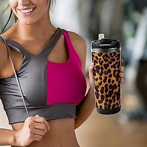 Cool Cheetah Leopard Travel Coffee Mug Stainless Steel Water Bottles Insulated Water Bottle Travel Mug Insulated Tumblers Travel Coffee Tumbler 12 Oz Coffee Tumbler Travel Cup