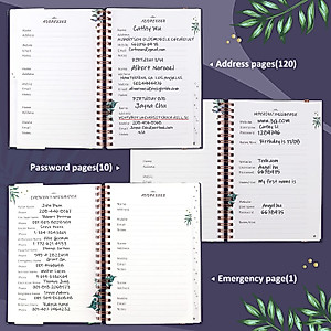 JUBTIC Hardcover Address Book with Alphabetical Tabs, Spiral Bound Address Book with Refillable Pages Medium Telephone book incl. Address, Password, Contact, Tel, Email, Important Date for Home Office