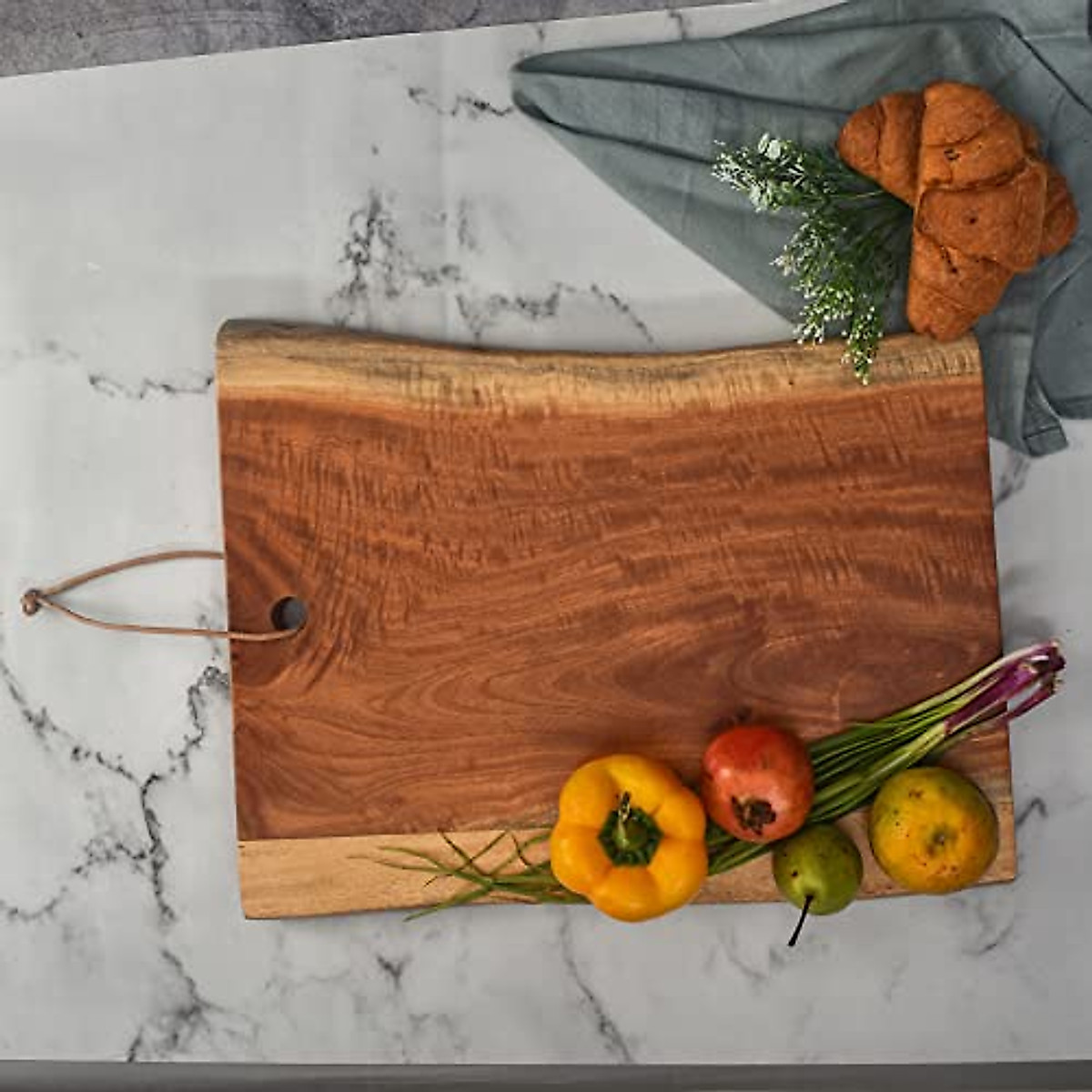 My Savory Table Hand Crafted Live Edge Acacia Wood Cutting Board, Wooden Chopping Board for Professional and Home Kitchen Use, 20 x 11 Inch
