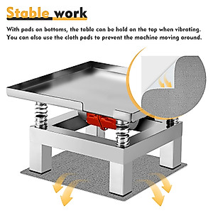 Concrete Vibration Table 13.8x13.8“ Vibrating Test Bench Model Plaster Shaker with Cloth Mat, Stainless Steel Vibrating Table for Concrete Molds Resin 110V