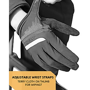 ROCKBROS Mountain Bike Gloves for Mens Cycling Glove Touch Screen Anti-Slip MTB Road Biking Gloves Breathable Full Finger Bicycle Gloves for Outdoor Sports