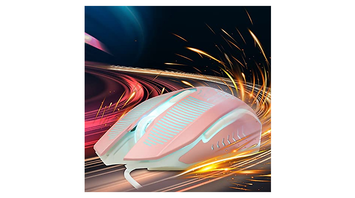 Pink Gaming Keyboard & Mouse Set with RGB Backlit & 4200DPI Mouse