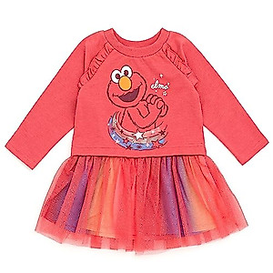 Sesame Street Elmo Infant Baby Girls French Terry Dress Red 24 Months