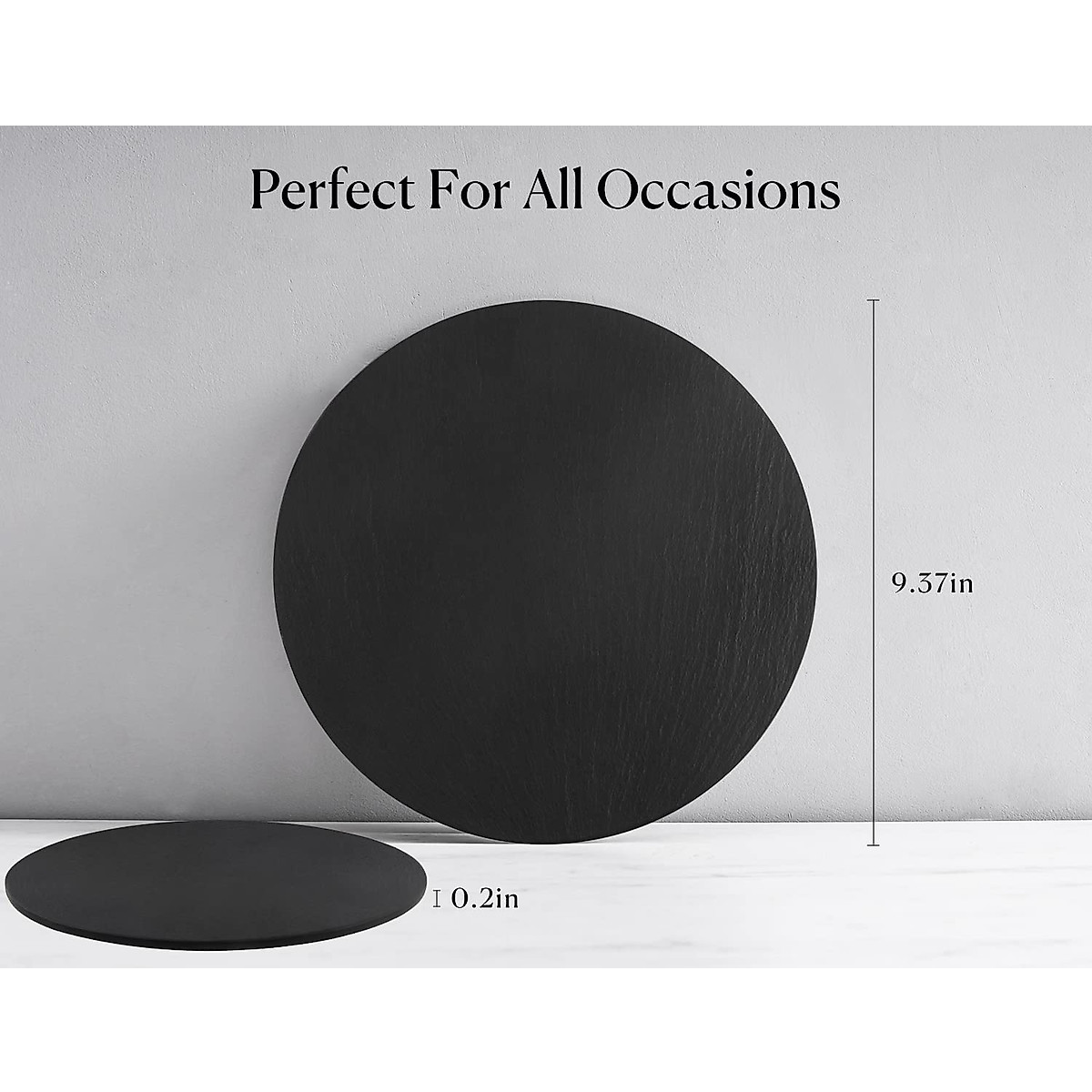 Dofira Round Slate Serving Platter, Black Platter Tray Stone Rock Cutting Board Cheese Board, Charcuterie Tray with Natural Edge [1pc]