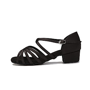 HXYOO Low Heel Practice Womens Ballroom Dance Shoes for Social Beginner Salsa Latin Dancing Wedding Party 1 1/2 inch heel S05(Black-1.5" heel,10)