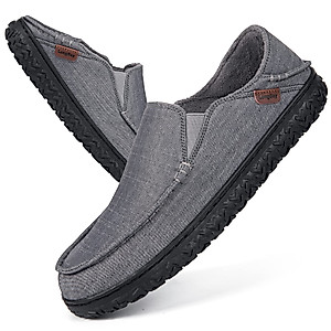 LongBay Men's Moccasin Slippers Cozy Breathable Memory Foam House Shoes for Indoor Outdoor Gray, 11
